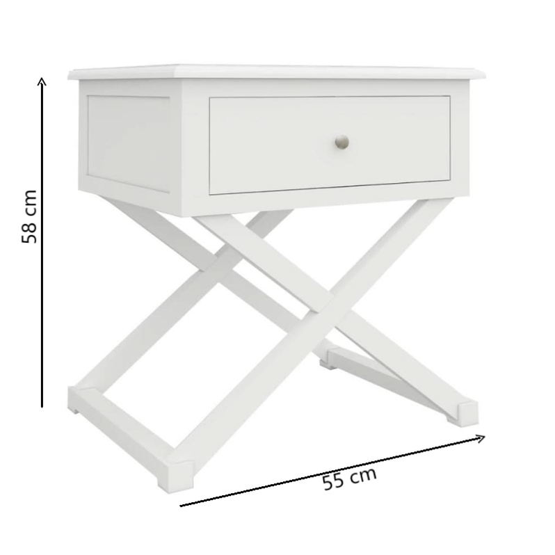Hampton Side Table Opulent X-Leg Design in White - Shopica — Shopica Pty Ltd